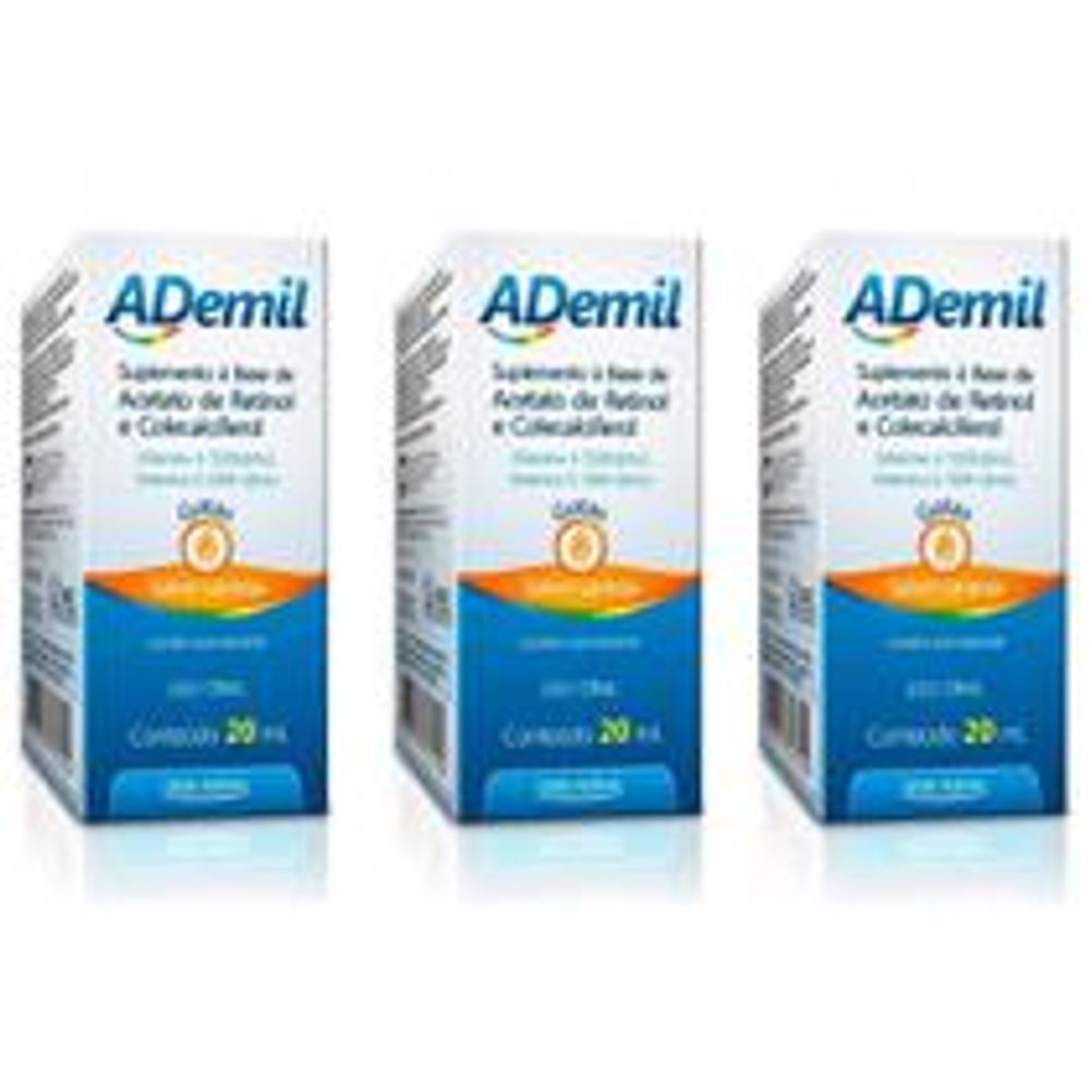 Kit C/3 Ademil A+D Sol 20ml - unicdrogaria
