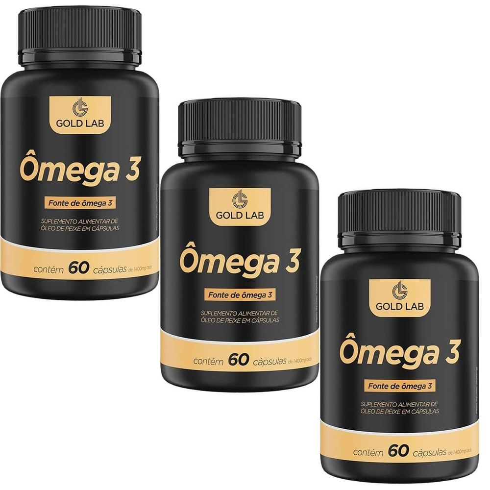Kit C/3 Ômega 3 C/60 Cápsulas - Gold Lab - unicdrogaria