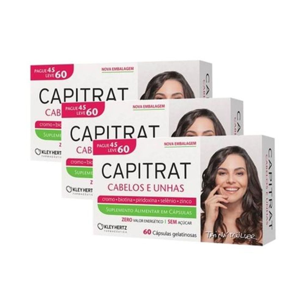 Kit C/3 Capitrat Cabelos e Unhas C/60 Cápsulas - unicdrogaria